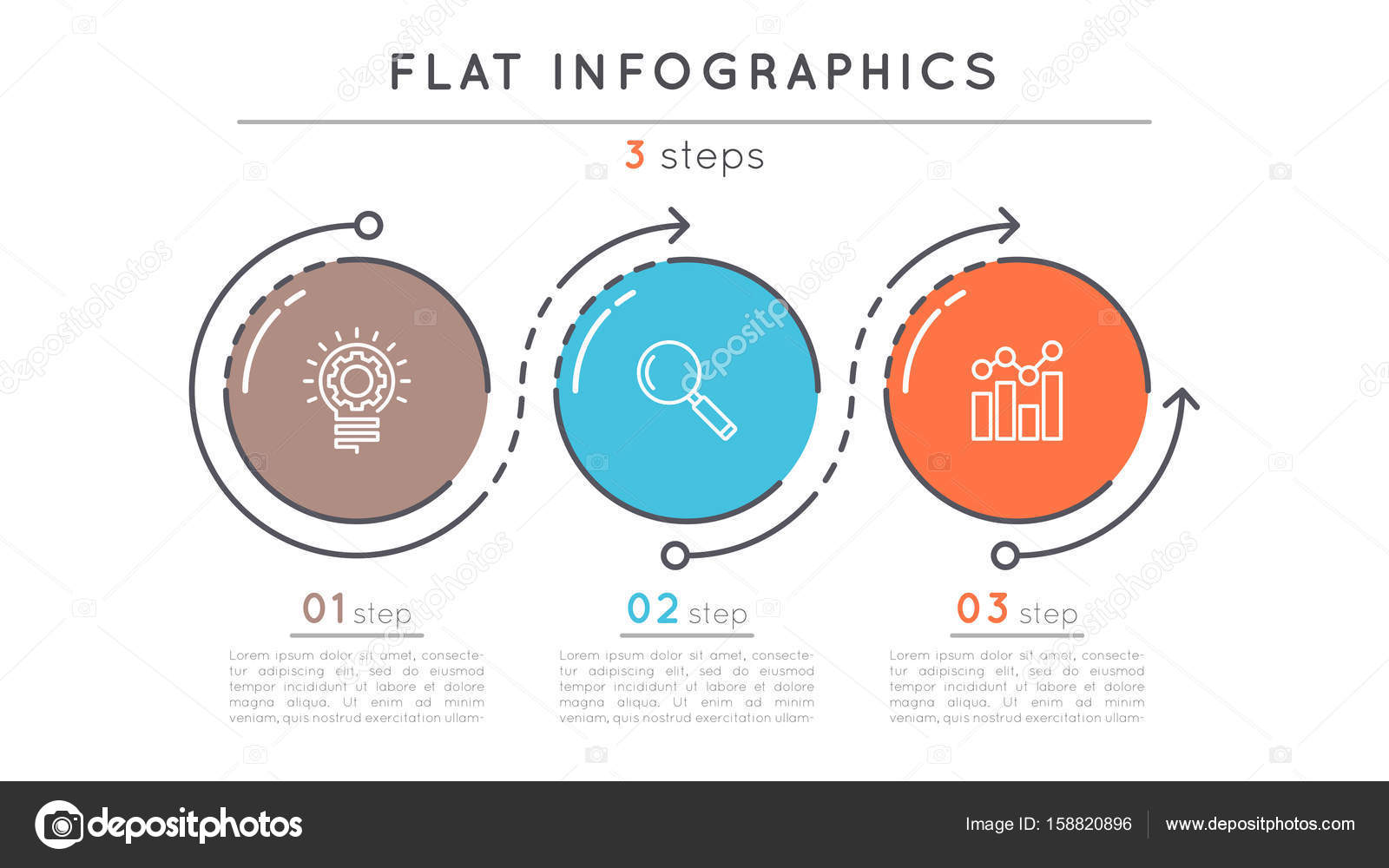 Flat style 3 steps timeline infographic template. Stock Vector by ...
