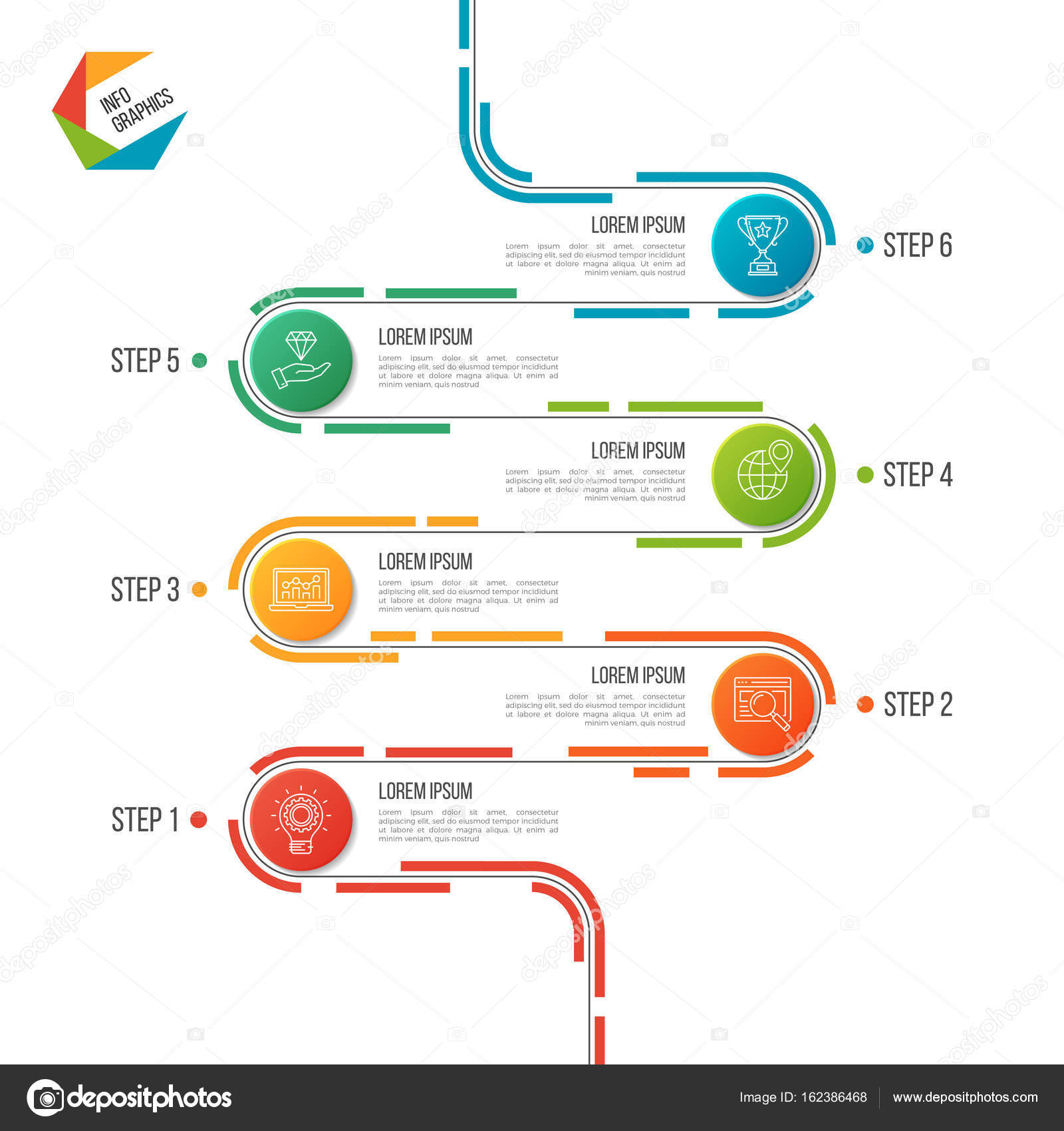 Abstract 6 steps road timeline infographic template. Stock Vector by ... Abstract 6 steps road timeline infographic template. Stock Vector by ...