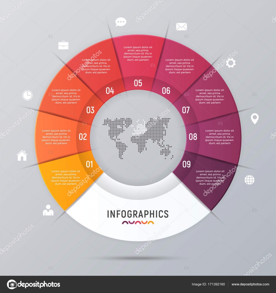 Vector circle chart infographic template for presentations, adve Stock ...