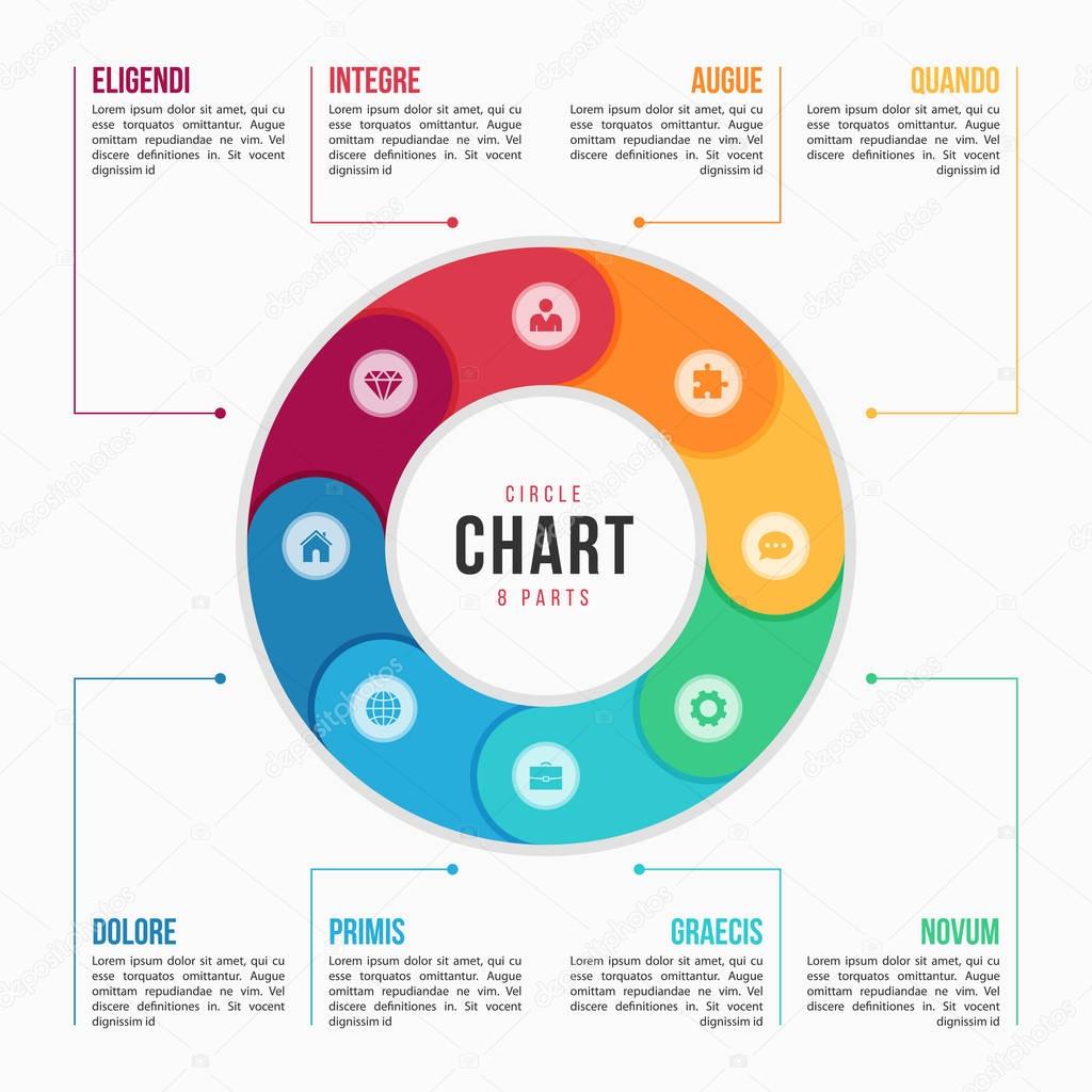 Plantilla infográfica de diagrama circular con 8 partes, procesos ...