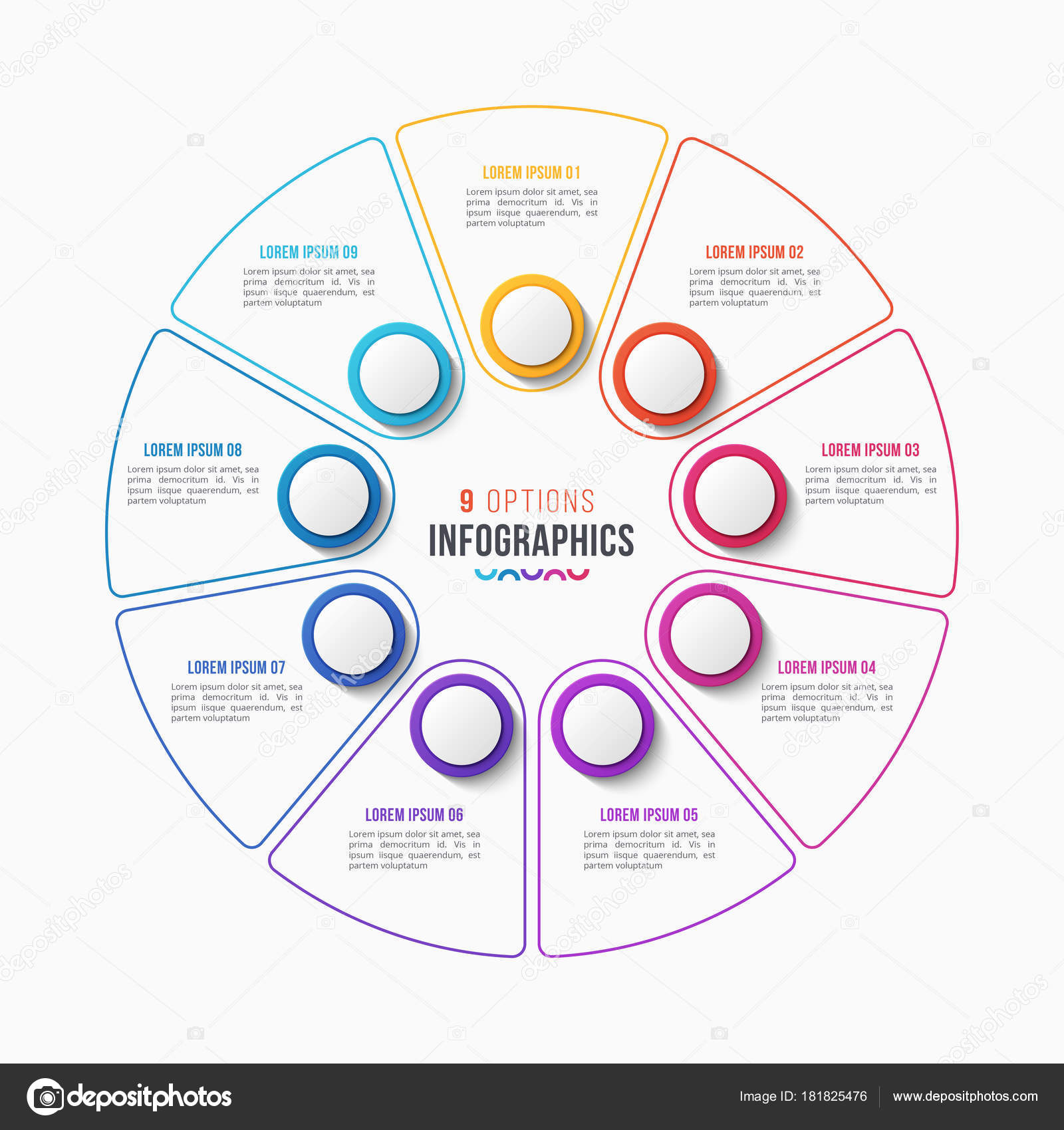 Vector 9 parts infographic design, circle chart Stock Vector Image by ...