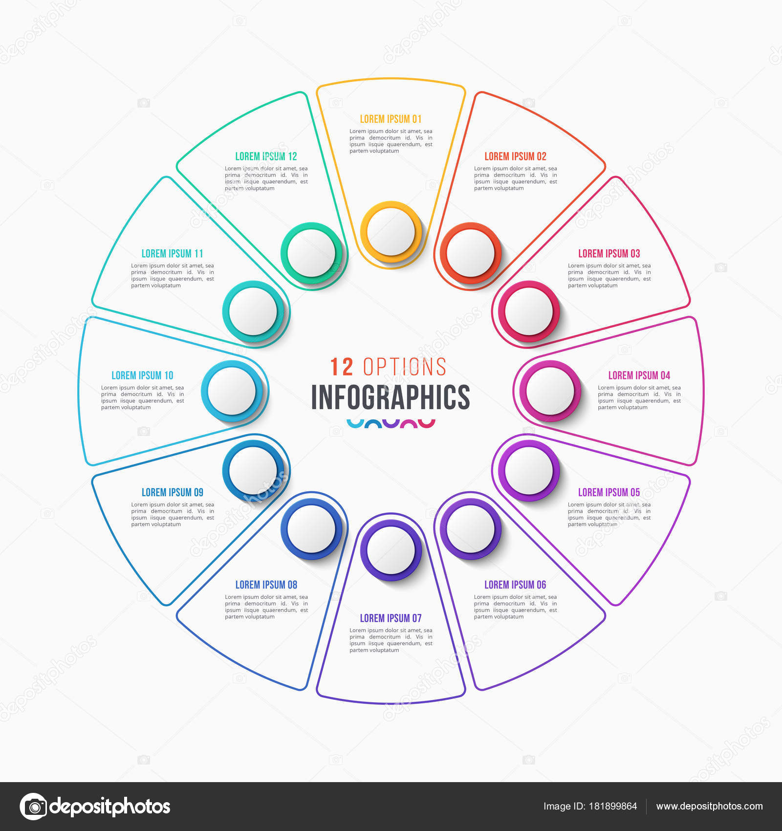 Vector 12 parts infographic design, circle chart — Stock Vector ...