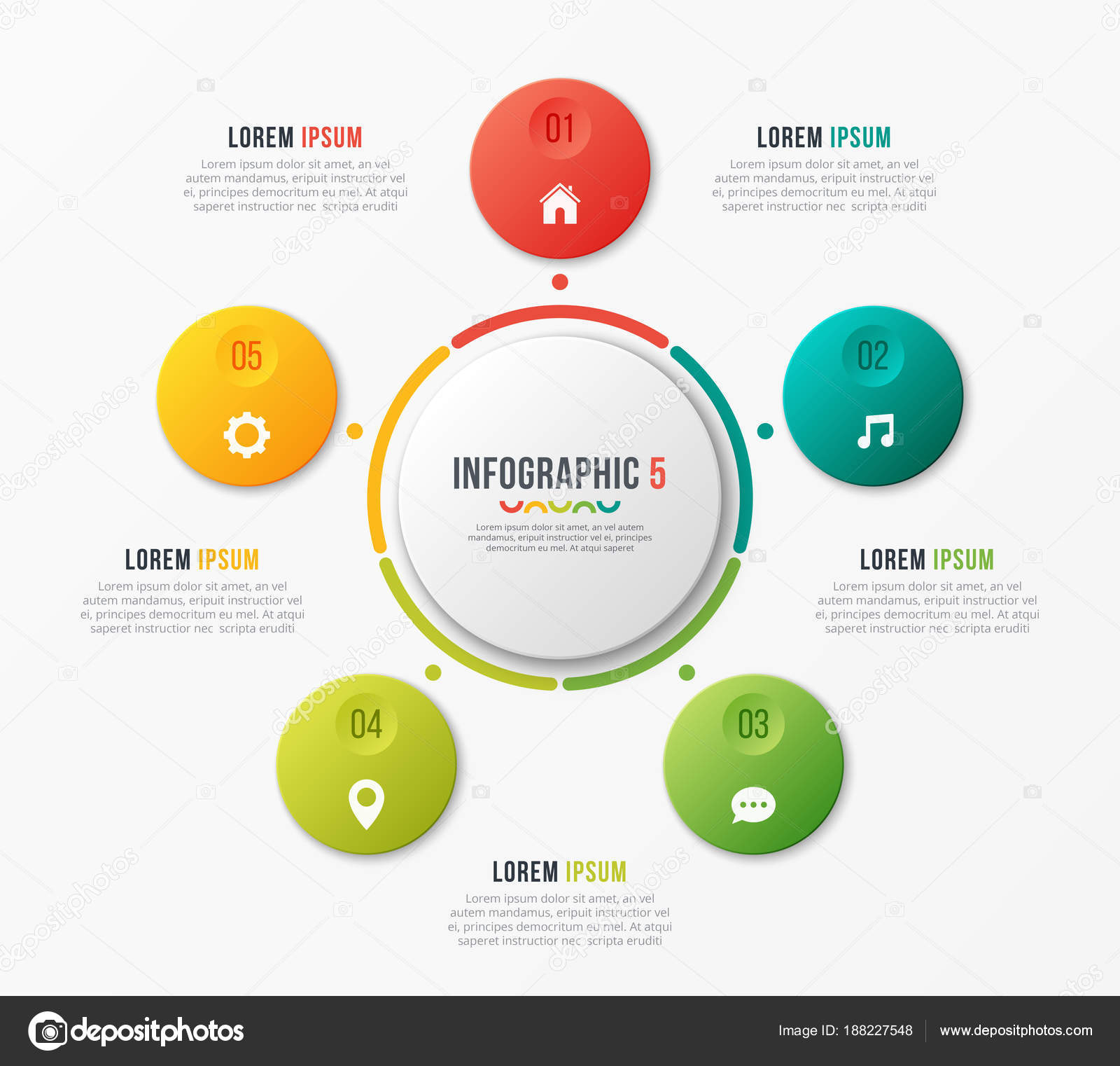 Circle chart template with 5 options. Vector design for infograp Stock ...
