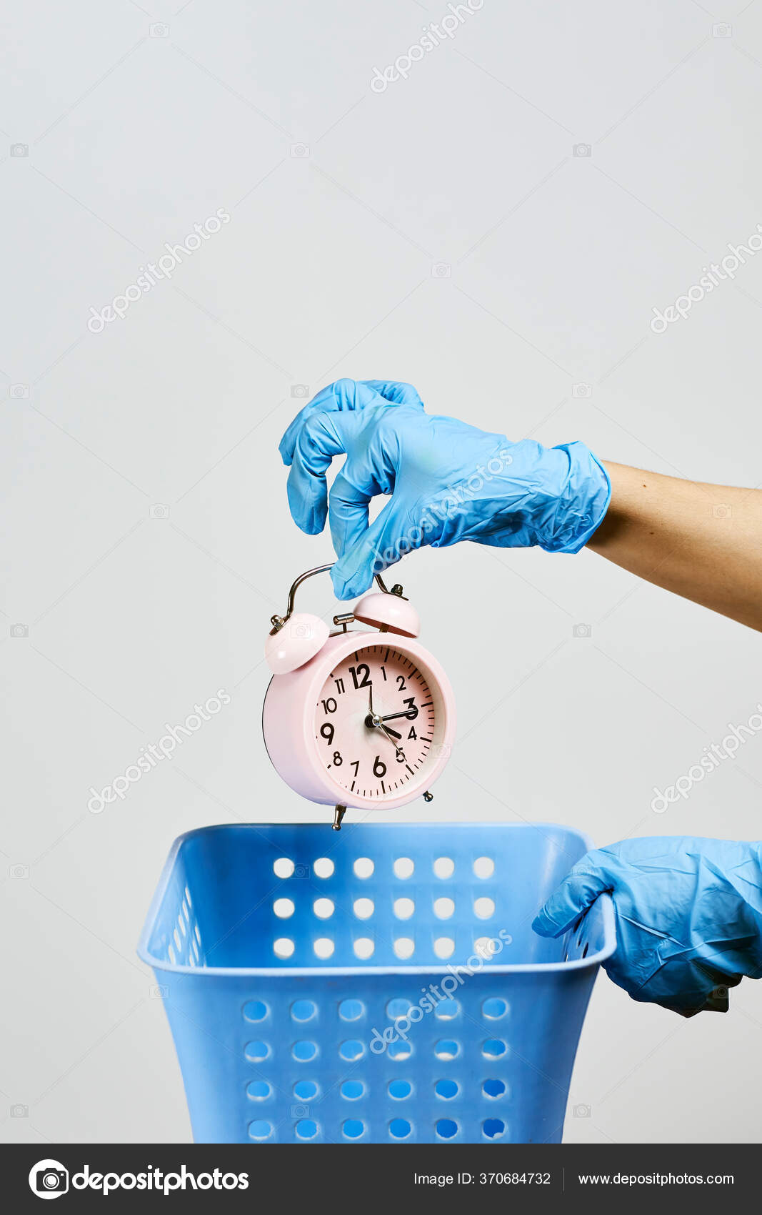 Time Bin Hand Throwing Alarm Clock Rubbish Bin Health Insurance Stock ...