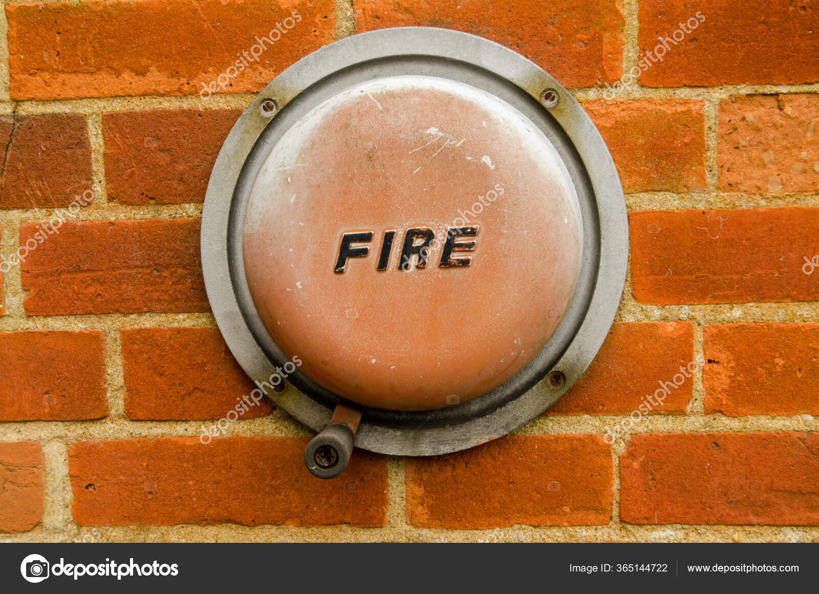 Old Fashioned Hand Operated Fire Alarm Bell Fixed Brick Wall Stock ...