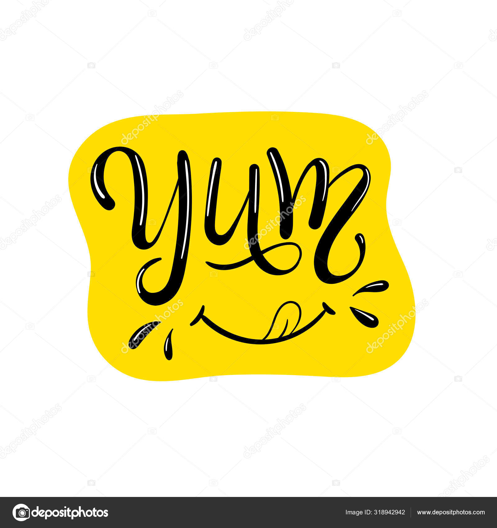 Yum. Yummy word. Vector lettering. Printable graphic tee. Stock Vector ...