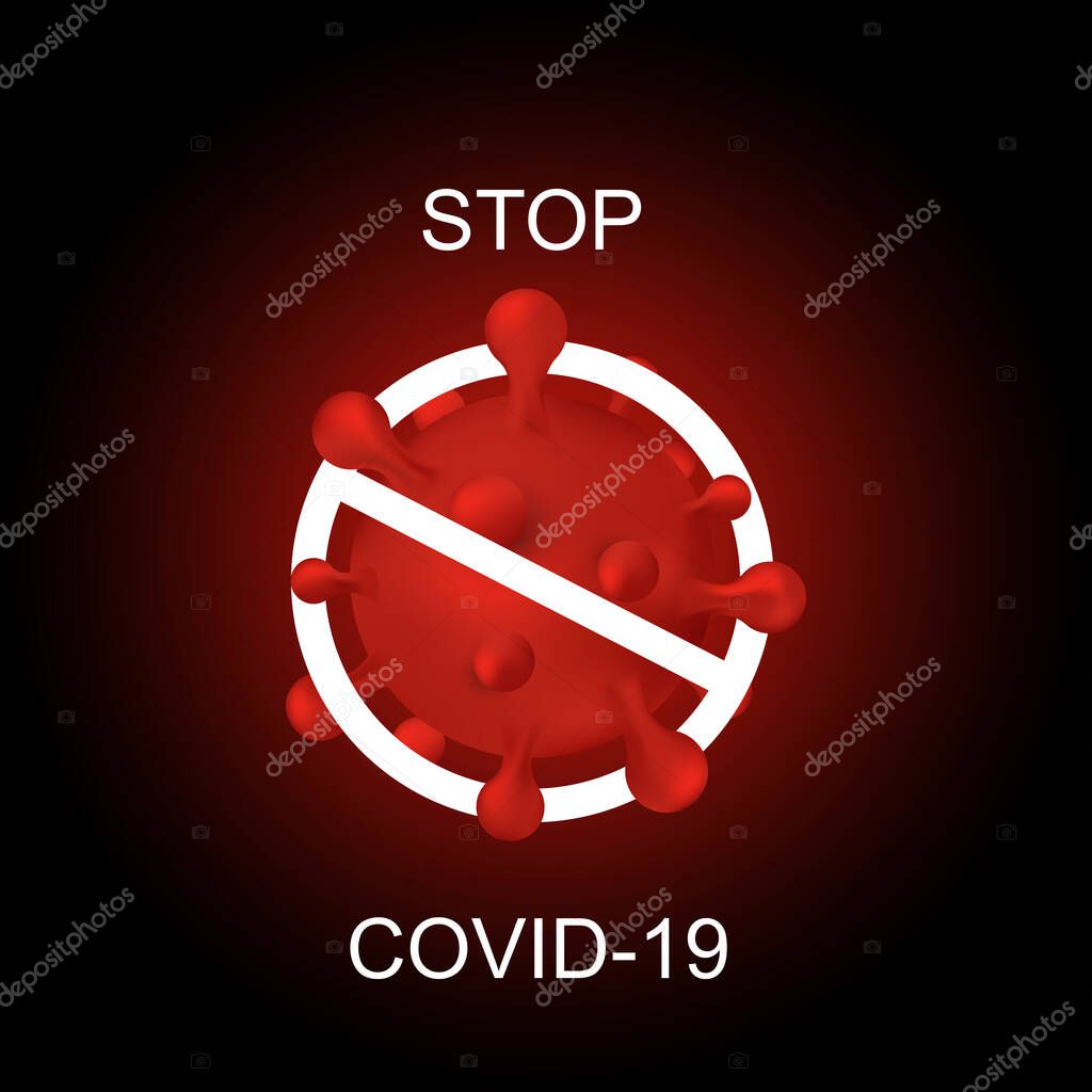 Stop Covid-19 Signo Símbolo, vector Ilustración concepto coronavirus ...