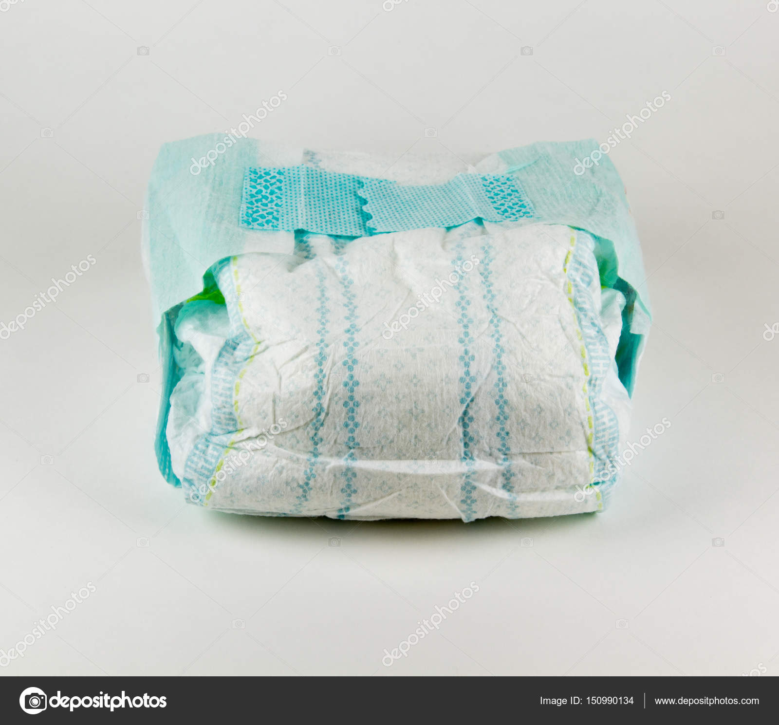 Full diaper | Full baby diaper on a white background — Stock Photo ...