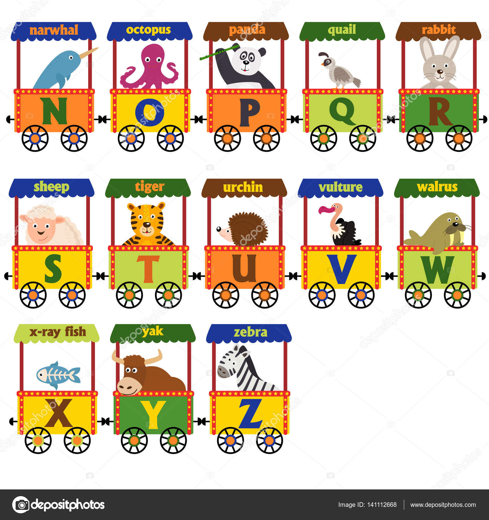 Train alphabet with animals N to Z Stock Vector Image by ©nkiseleva1 ...