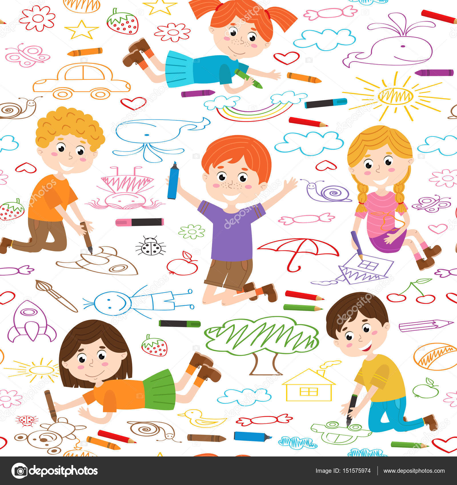 Seamless pattern with child art Stock Vector Image by ©nkiseleva1.gmail ...
