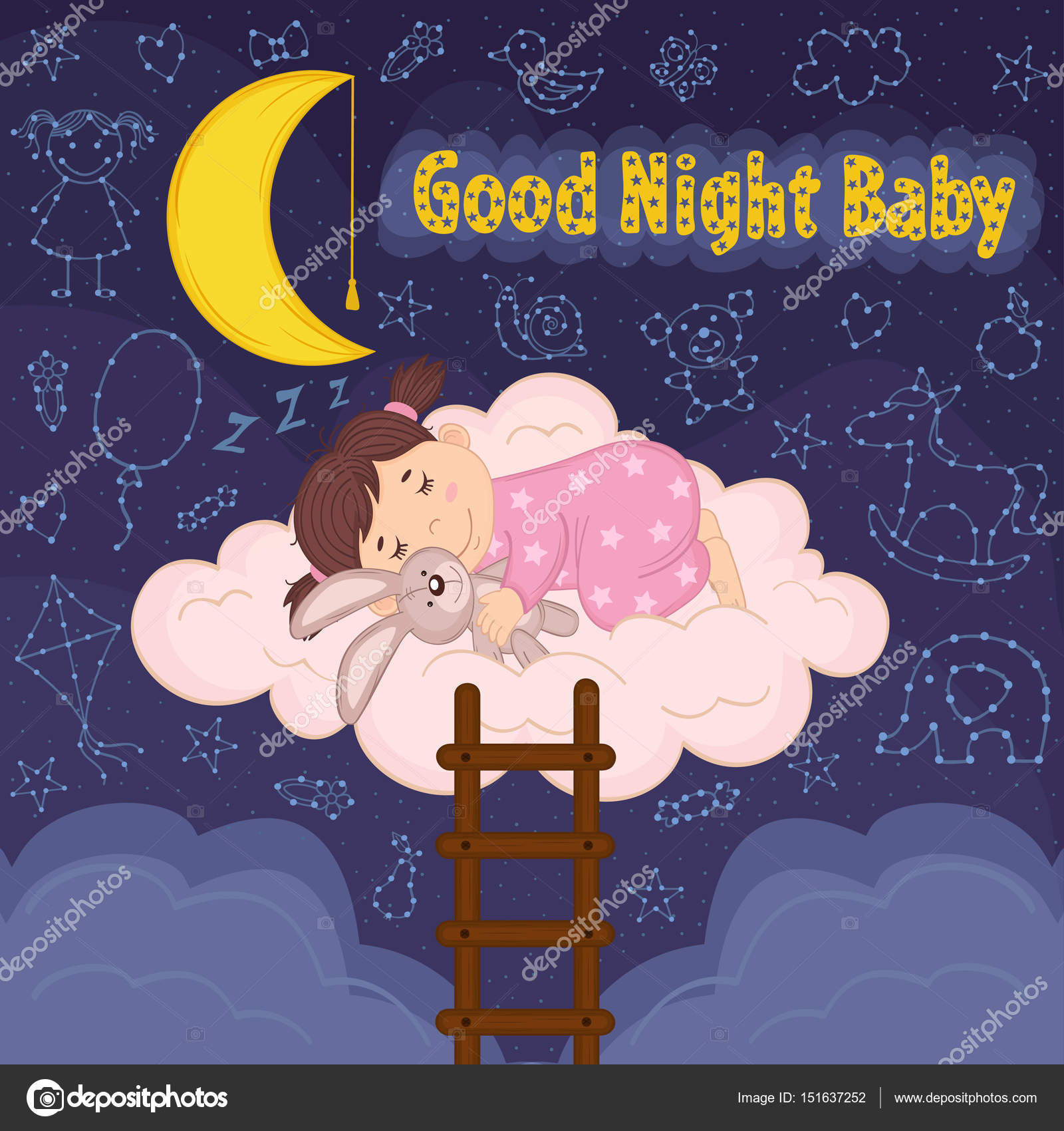 Girl sleeps on cloud Stock Vector Image by ©nkiseleva1.gmail.com #151637252