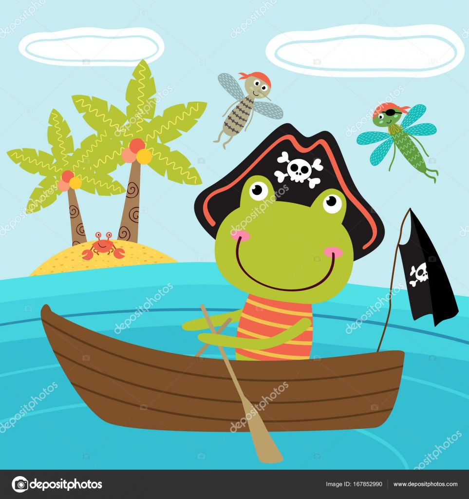 Frog pirate in the boat vector Stock Vector Image by ©nkiseleva1.gmail ...