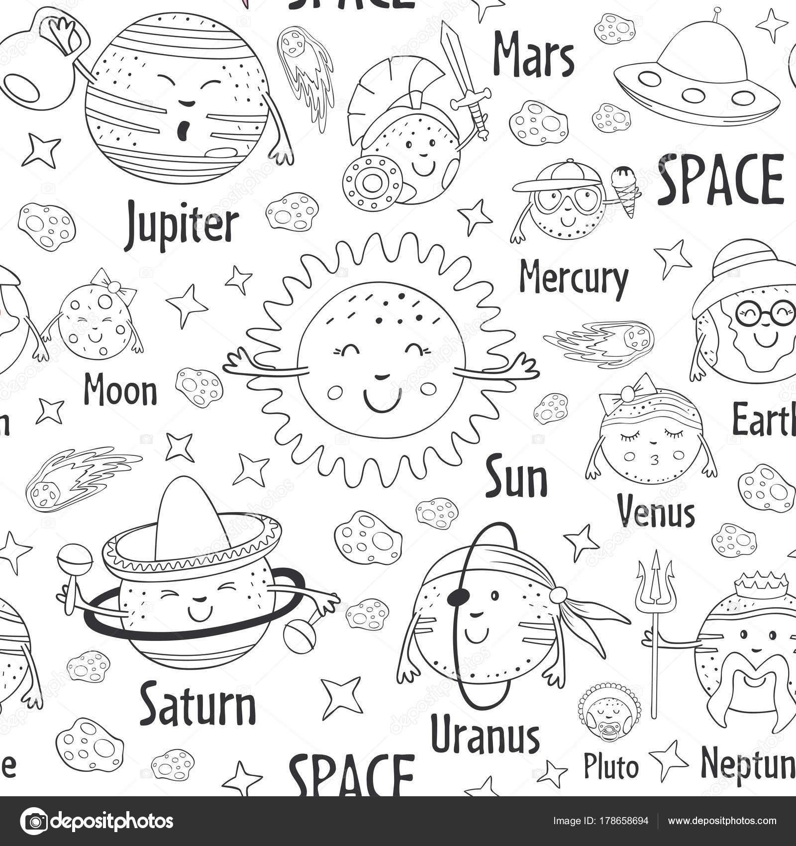 Solar System Black And White Clipart