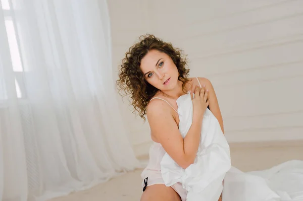 Sexy Woman In Bed In The Morning Showing Her Beautiful Body Awaken