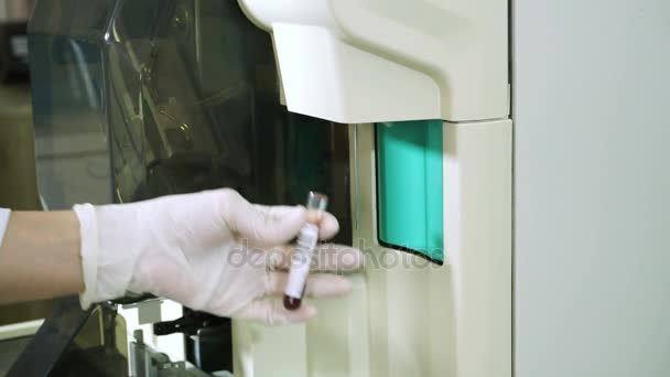 Biochemistry laboratory. Female laboratory assistant analyzing samples ...