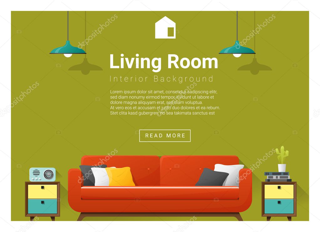 Modern living room Interior background , vector, illustration Stock ...