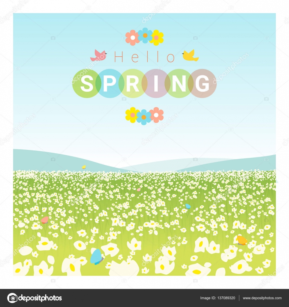 Hello spring landscape background , vector , illustration Stock Vector ...