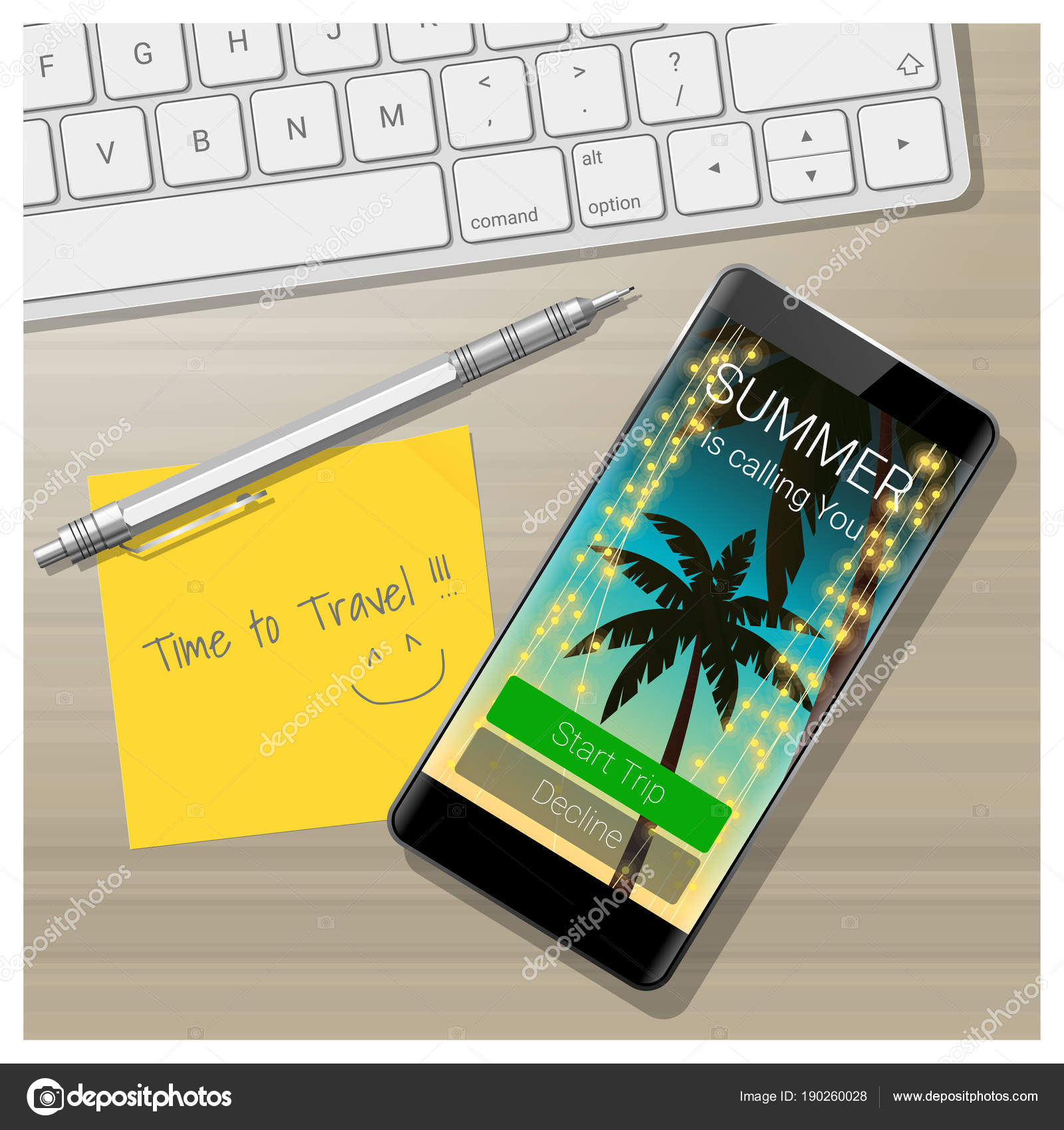 Summer Calling You Leaving Office Vacation Season Concept Background ...