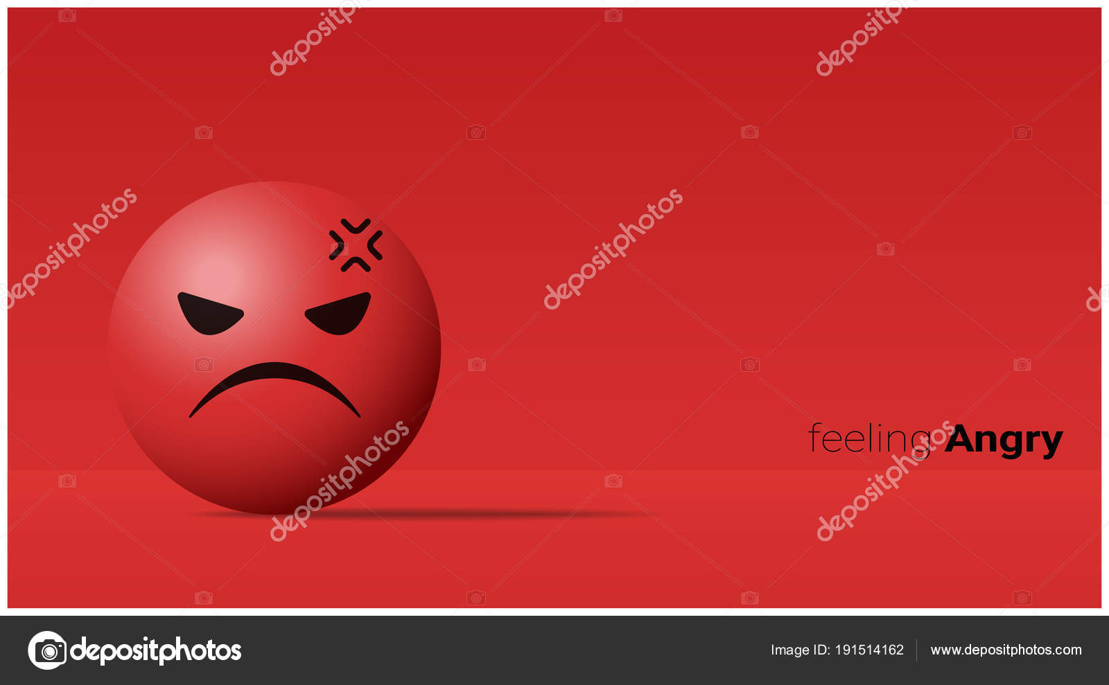 Emotional Background Angry Red Face Emoji Vector Illustration Stock ...