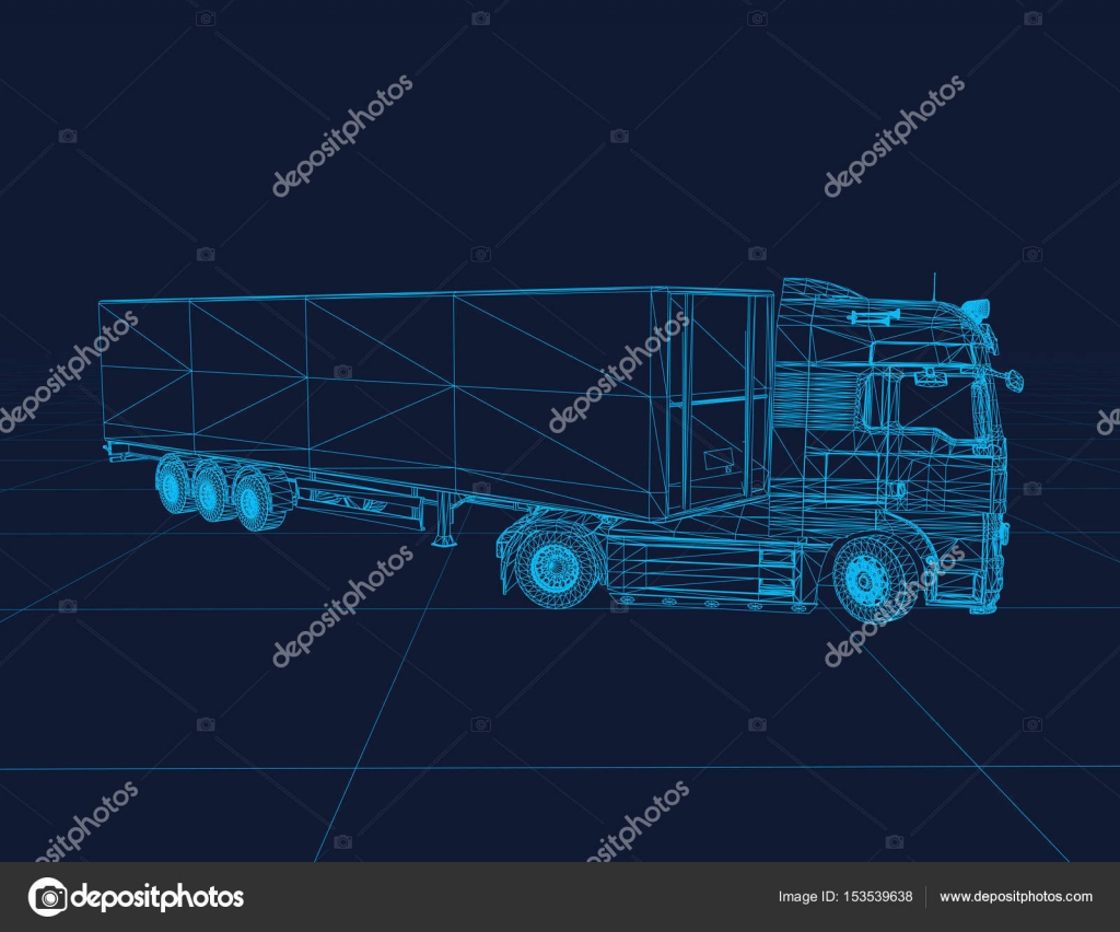 Truck wireframe, perspective 3d technology vector illustration Stock ...