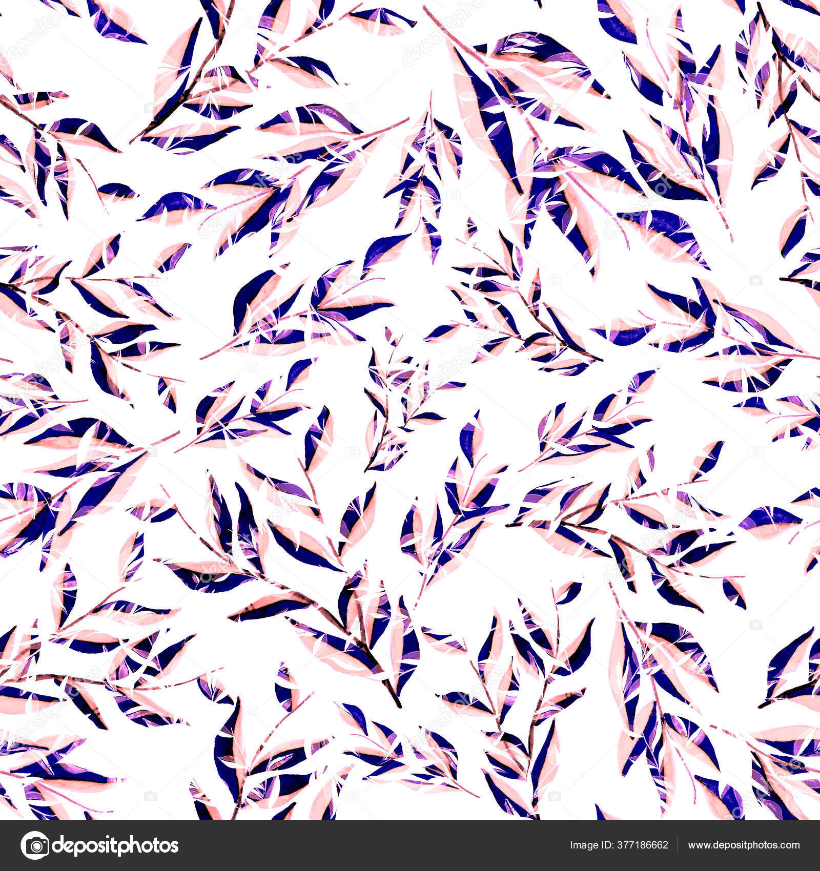 Modern Abstract Seamless Pattern Watercolor Tropical Leaves Flowers ...