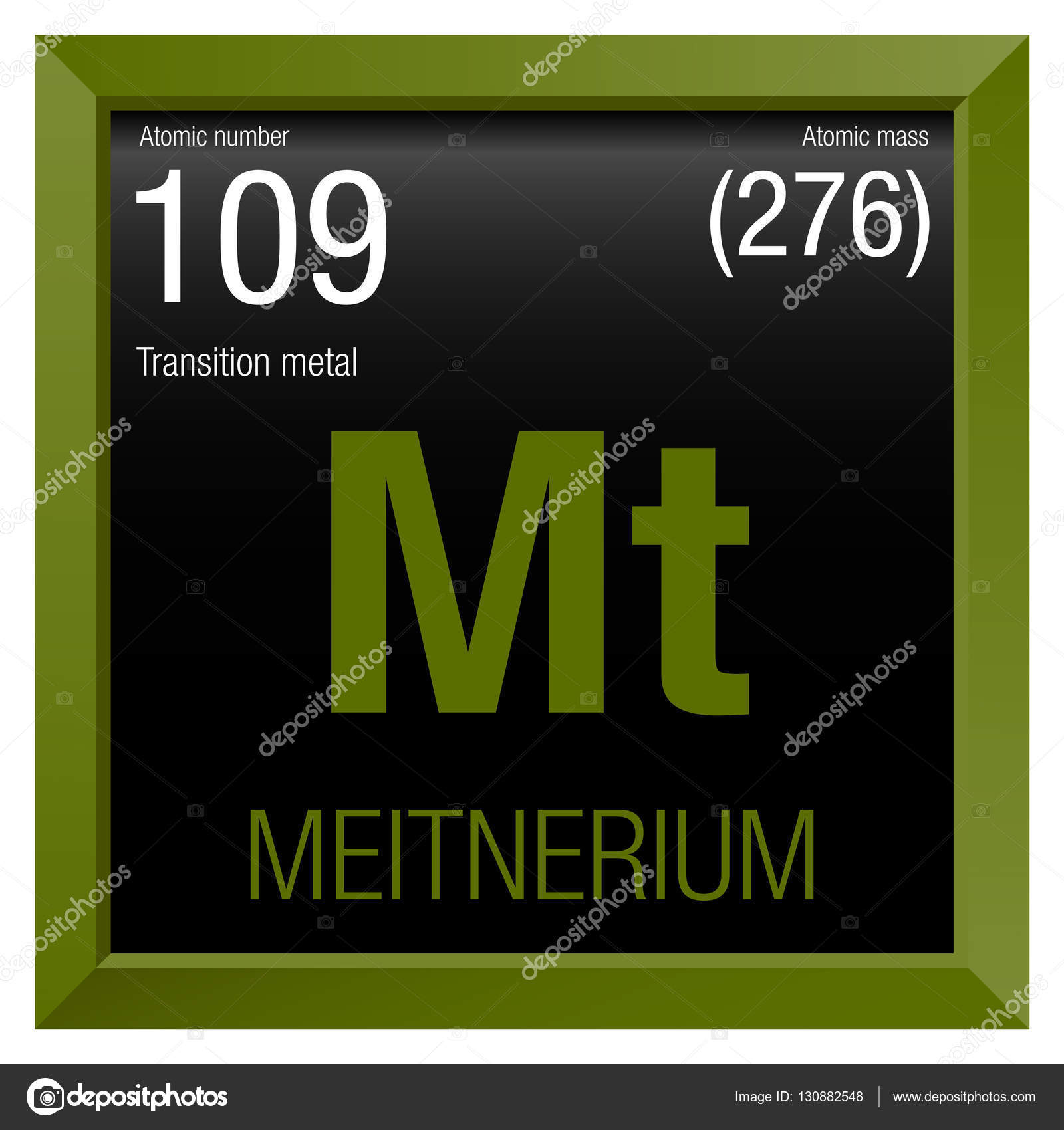 Símbolo de Meitnerium. Elemento número 109 de la Tabla Periódica de los ...