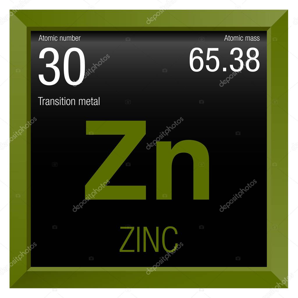 Símbolo de zinc. Elemento número 30 de la Tabla Periódica de los ...
