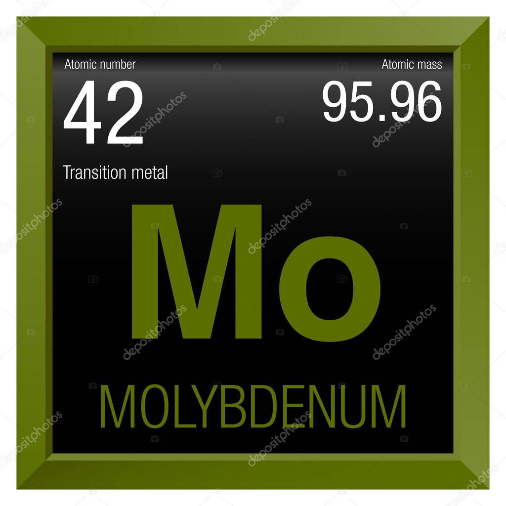 Molibdeno símbolo. Elemento número 42 de la Tabla Periódica de los ...