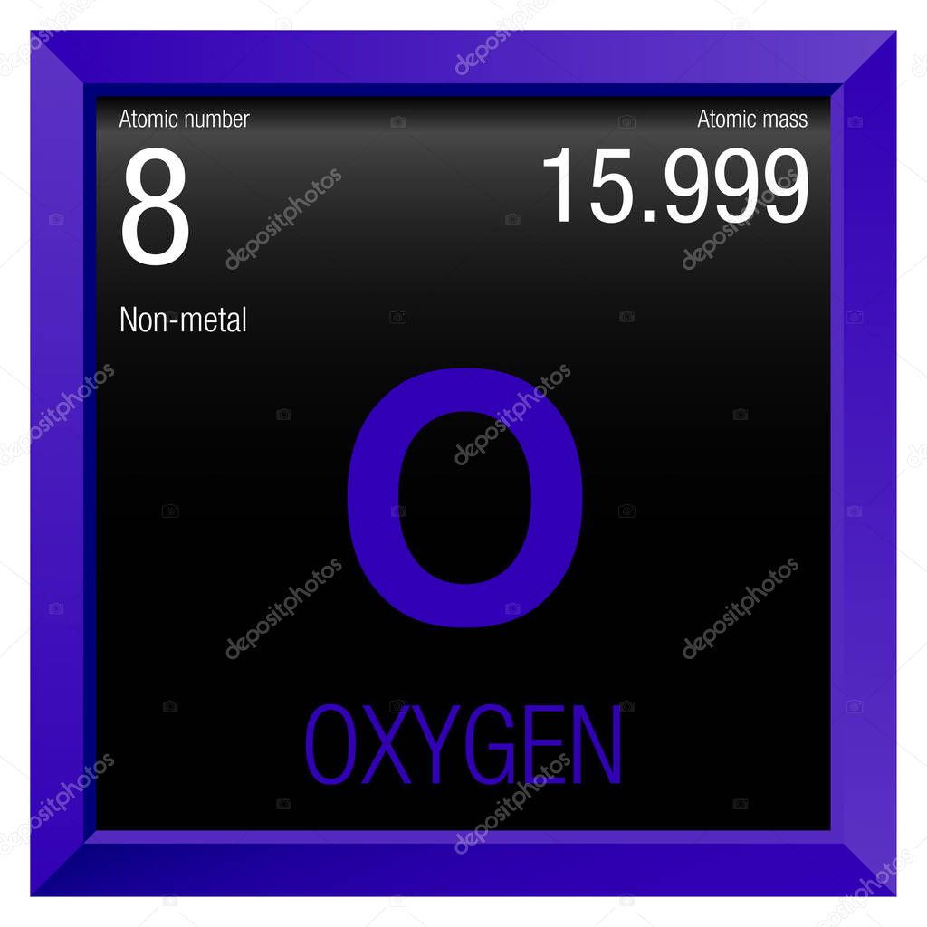 Oxygen symbol. Element number 8 of the Periodic Table of the Elements ...