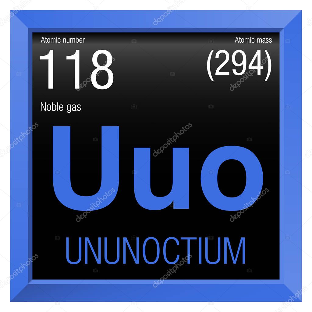 Ununoctium symbol. Element number 118 of the Periodic Table of the ...