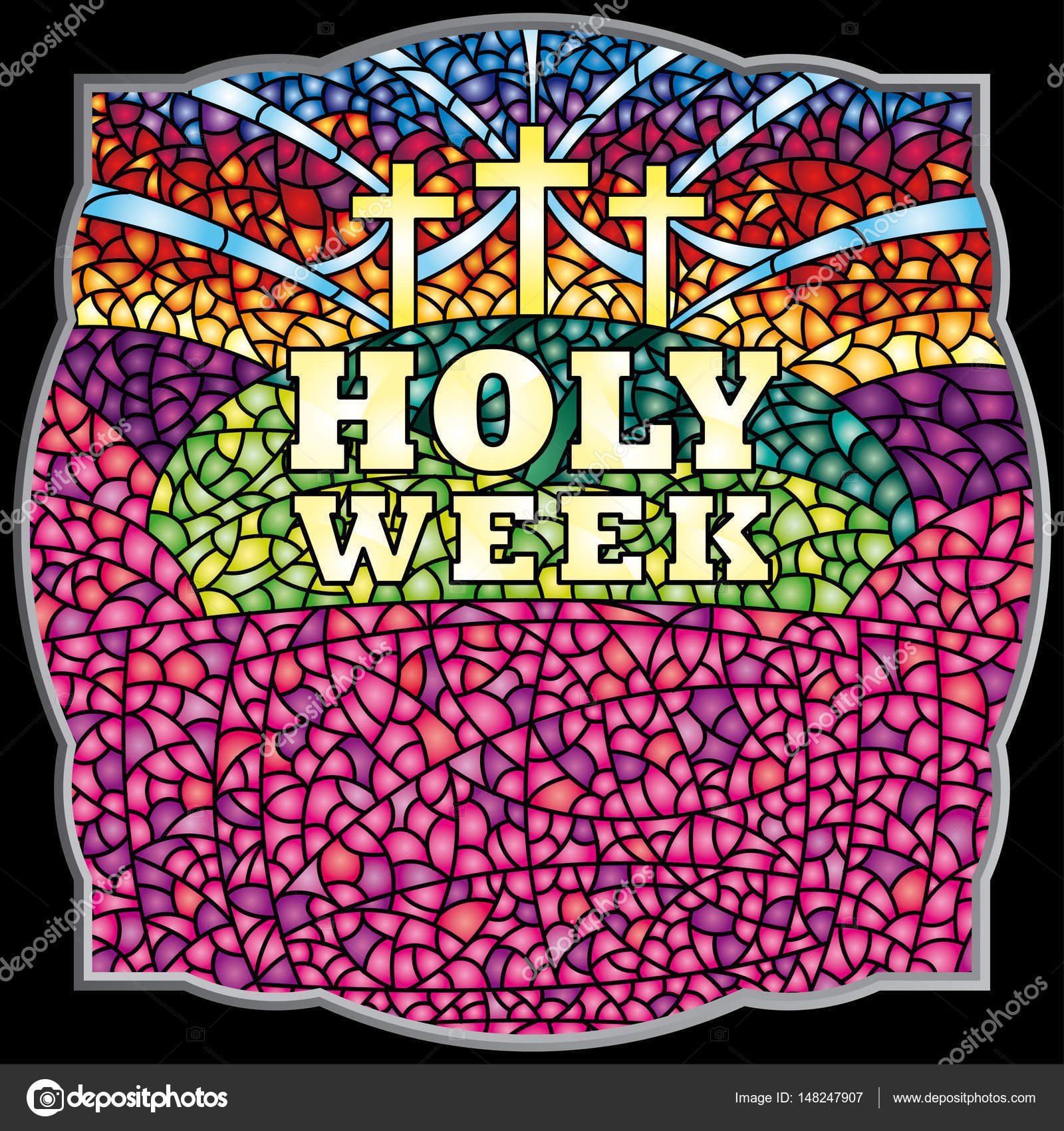 Holy Week in stained glass with the theme of the crucifixion of Christ ...