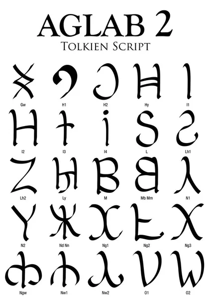 TENGWAR NAMARIE Alphabet 3 - Tolkien Script on white background ...