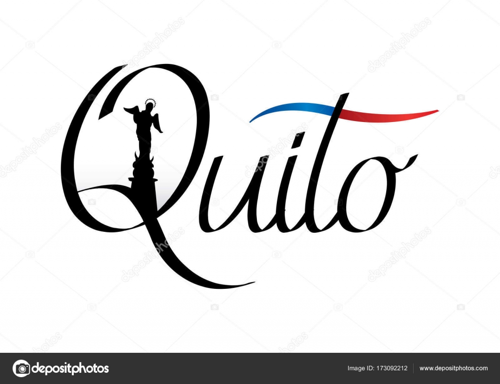 Diseño de la ciudad de QUITO con bandera azul y roja. Quito es la ...