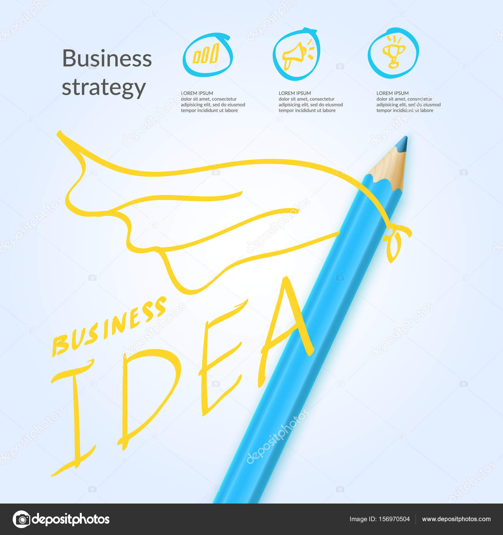 Bright colorful poster business idea with pencils and drawings for ...