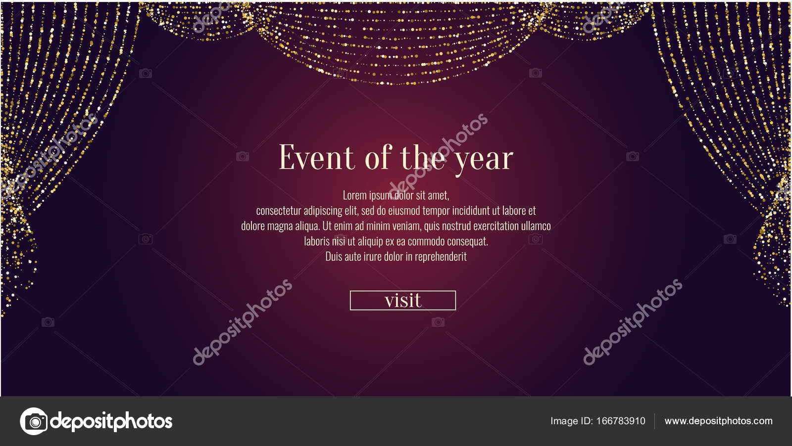 Invitation template for the event. Background open curtain. Stock ...