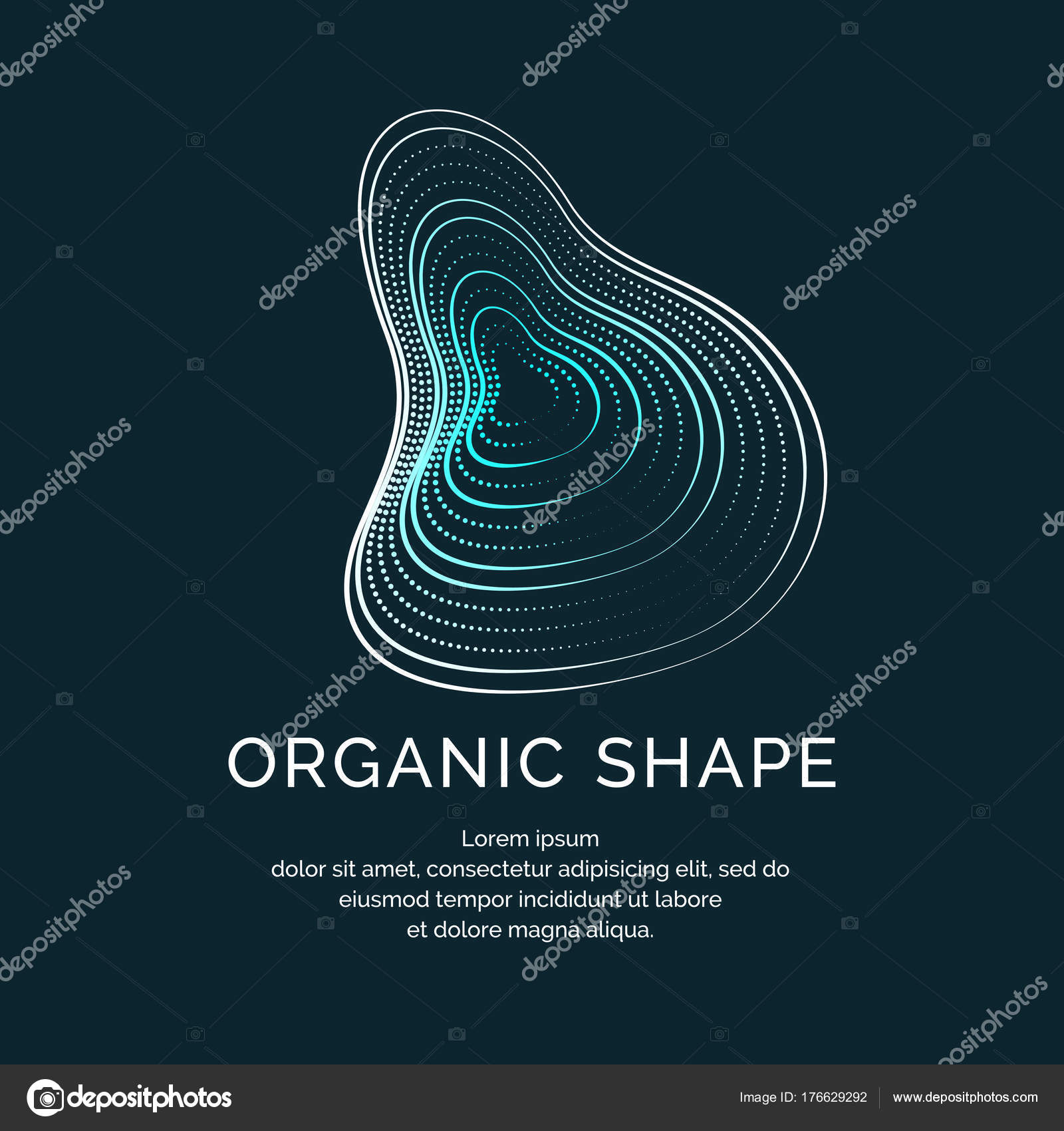 Organic forms with dynamic waves and lines on a dark background. Vector ...