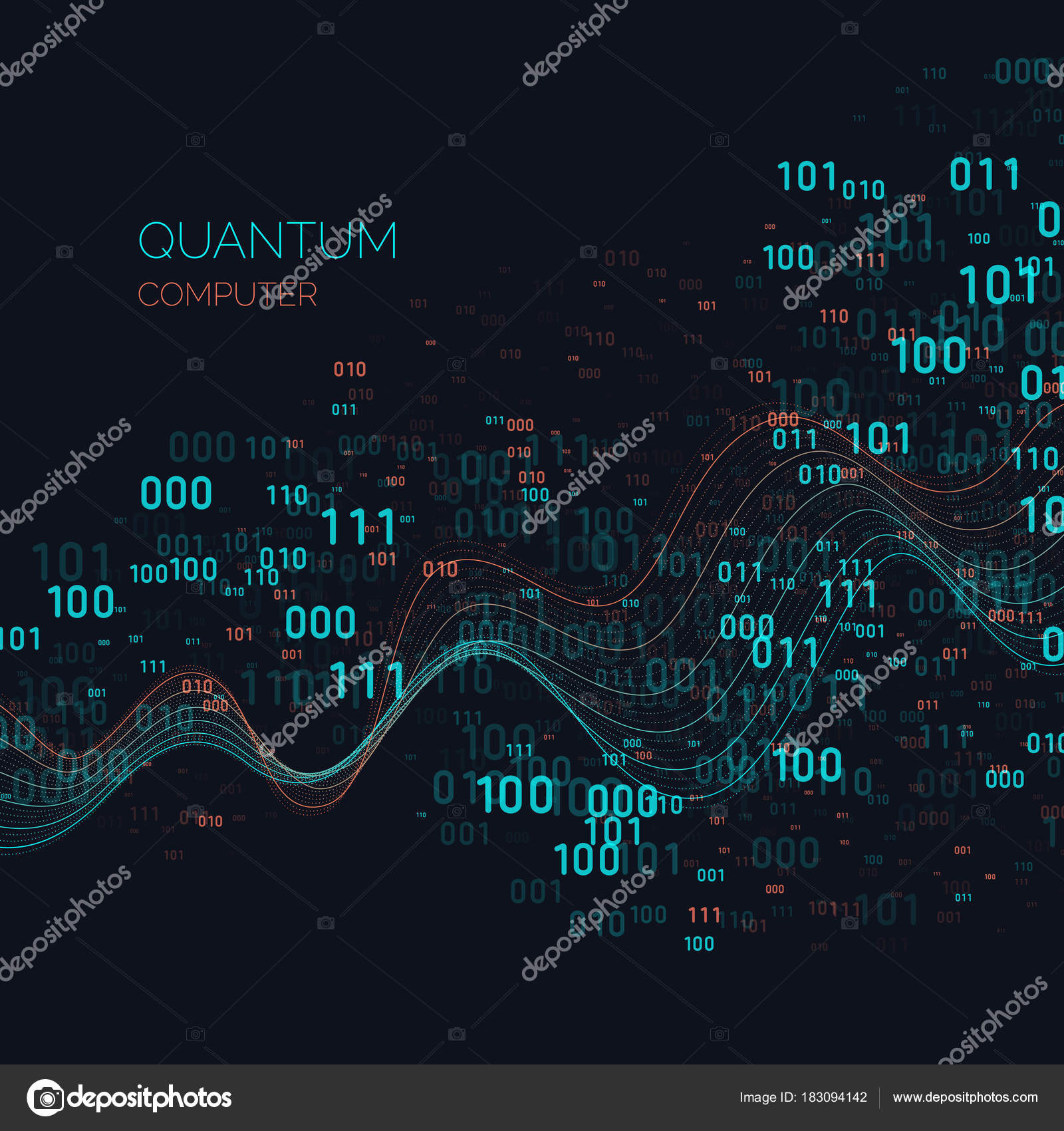 Calculation quantum computer. Analysis and data transfer. Stock Vector ...
