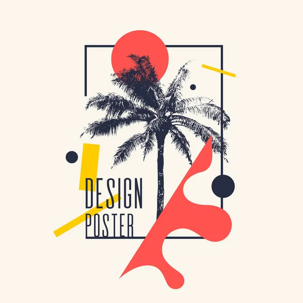 Modern poster with palm tree and geometric graphic. Stock Vector Image ...