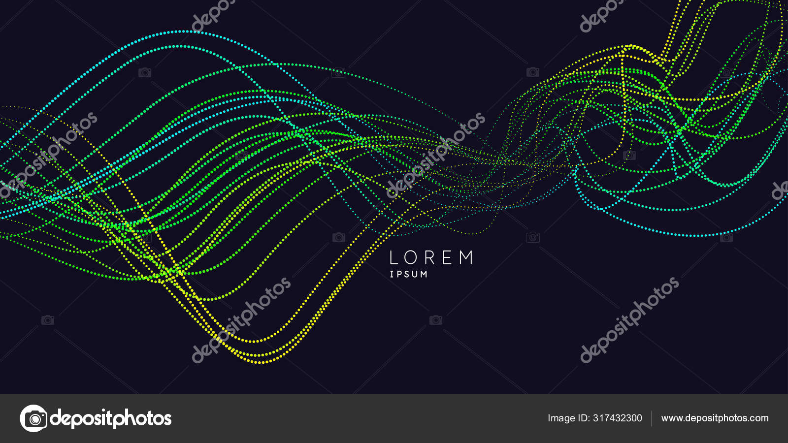 Vector abstract background with dynamic waves, line and particles ...