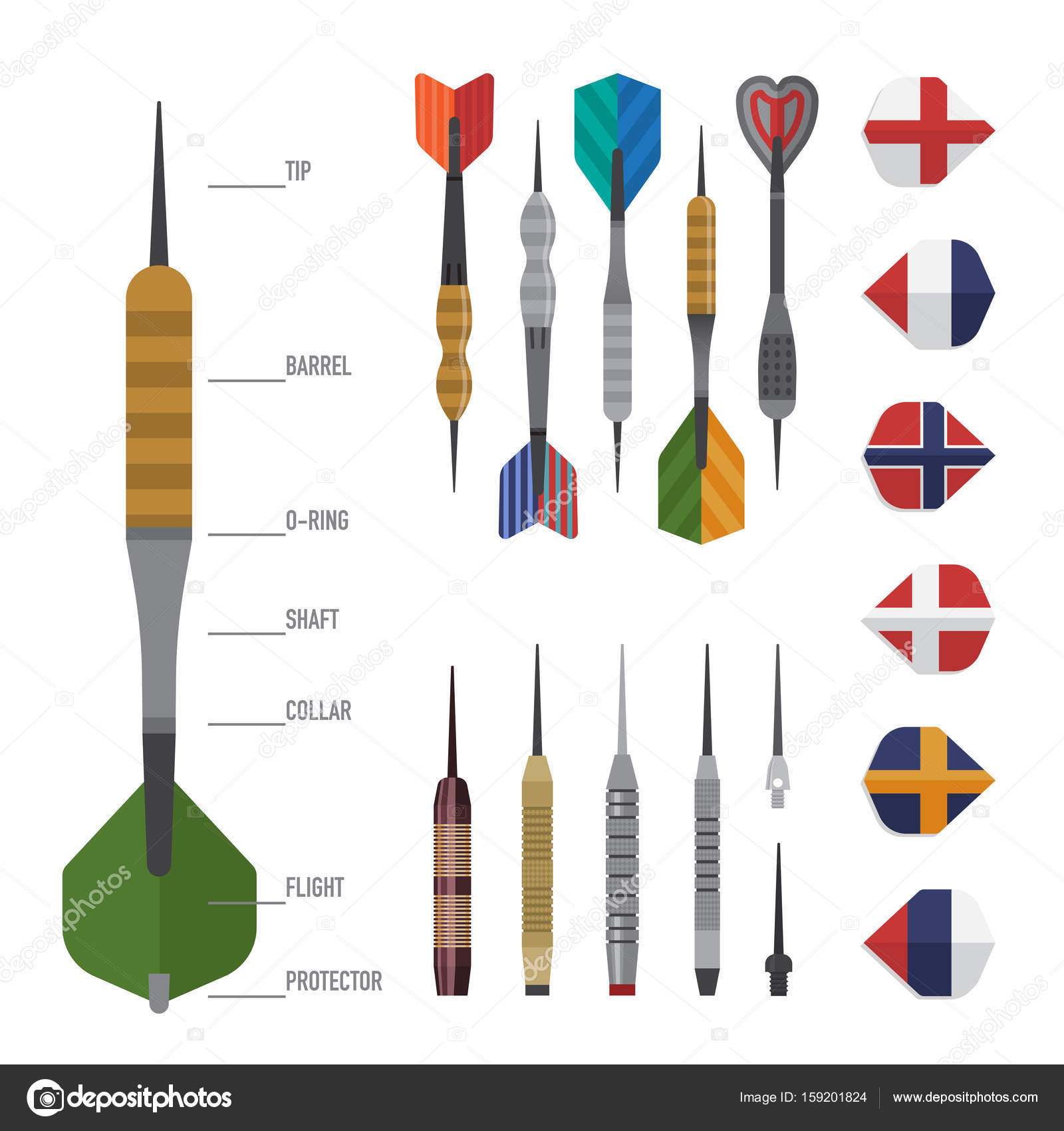 Set of darts structure and elements in vector — Stock Vector © fantrazy ...