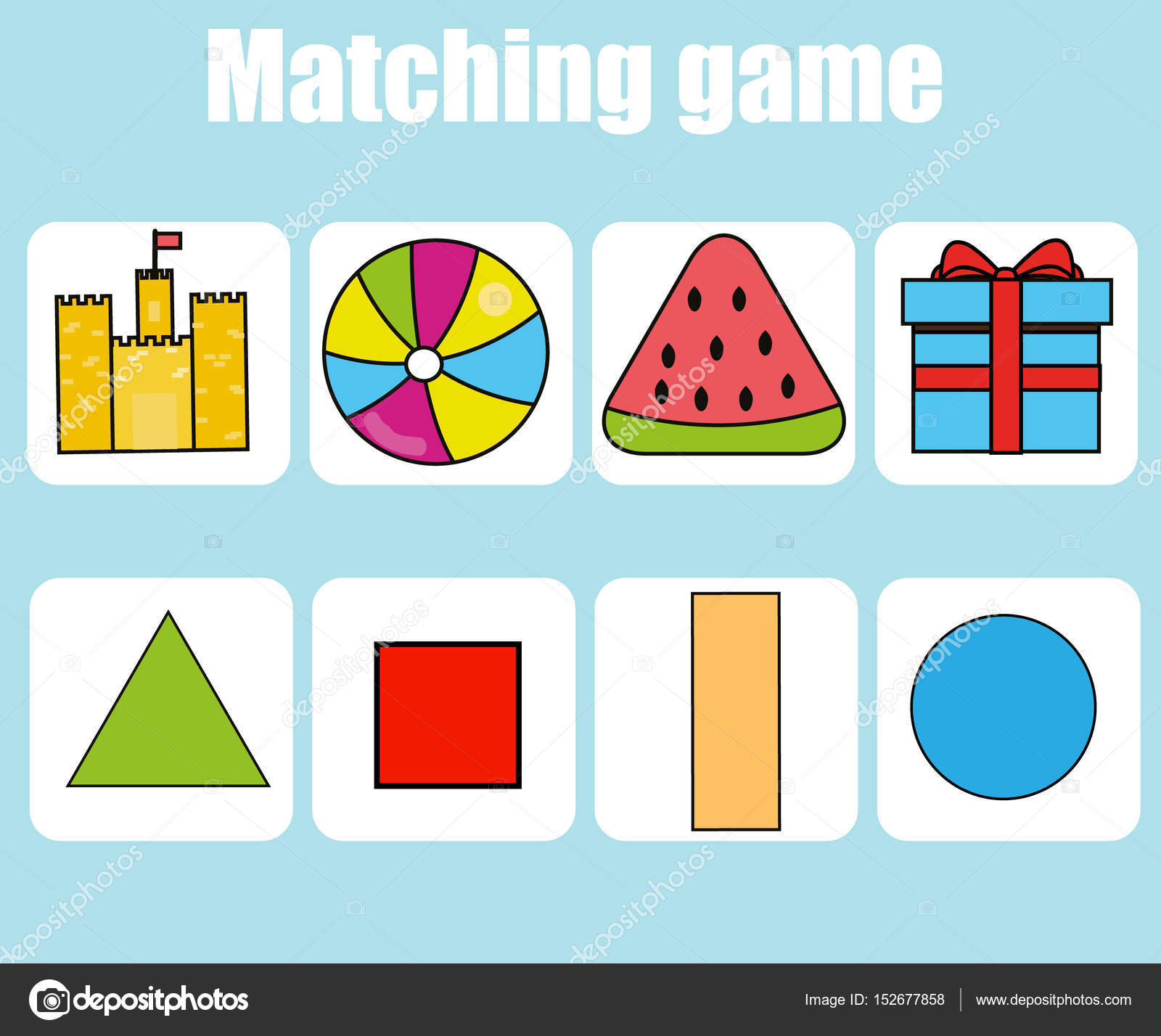 Educational children game. Match by shapes kids activity Stock Vector ...