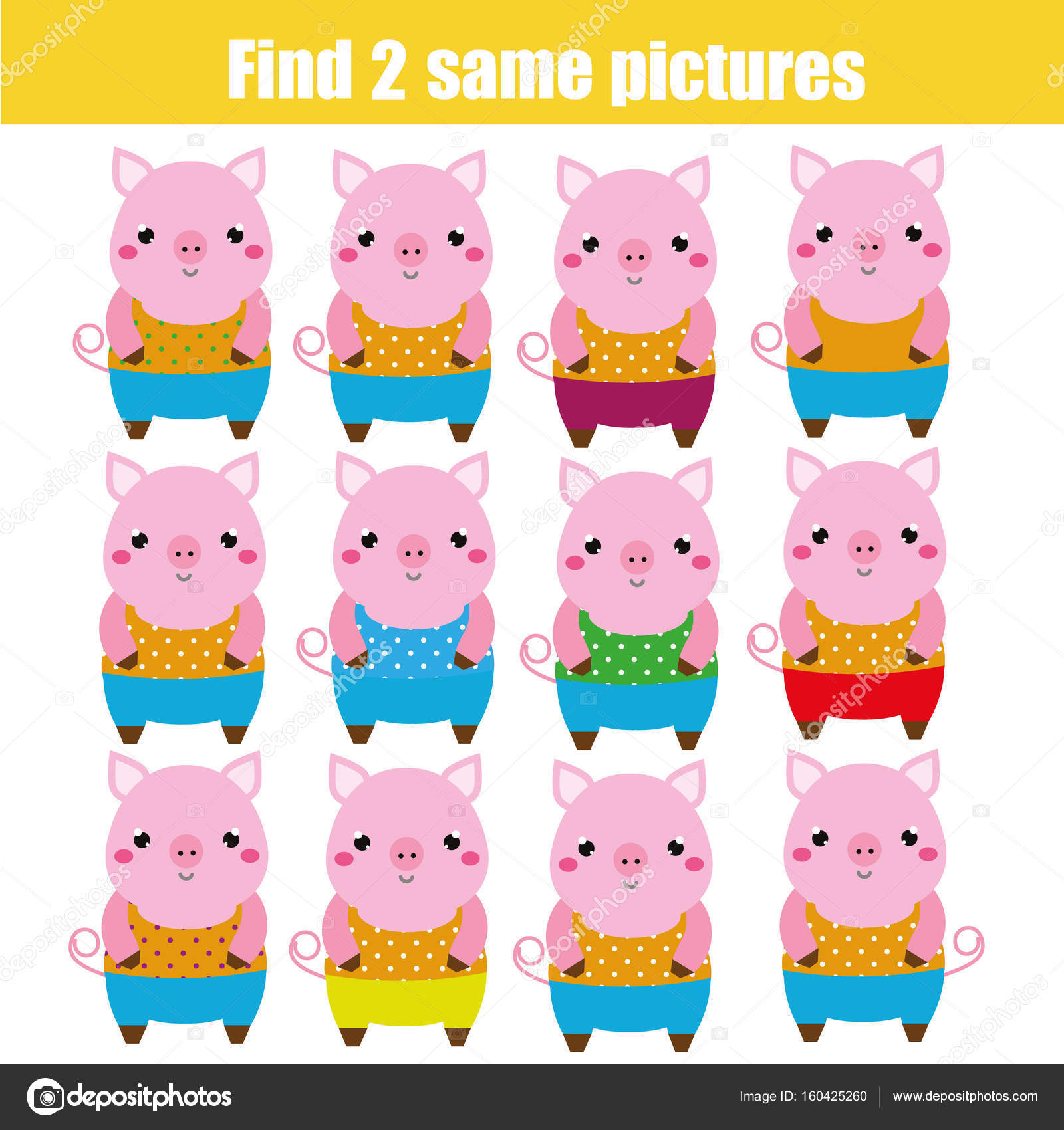Trouvez Les Mêmes Images Enfants Jeu Éducatif Trouvez Des Paires ...