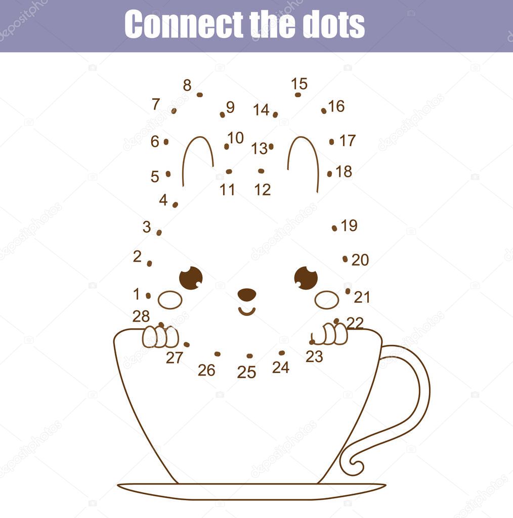 Connect the dots by numbers children educational game. Printable ...