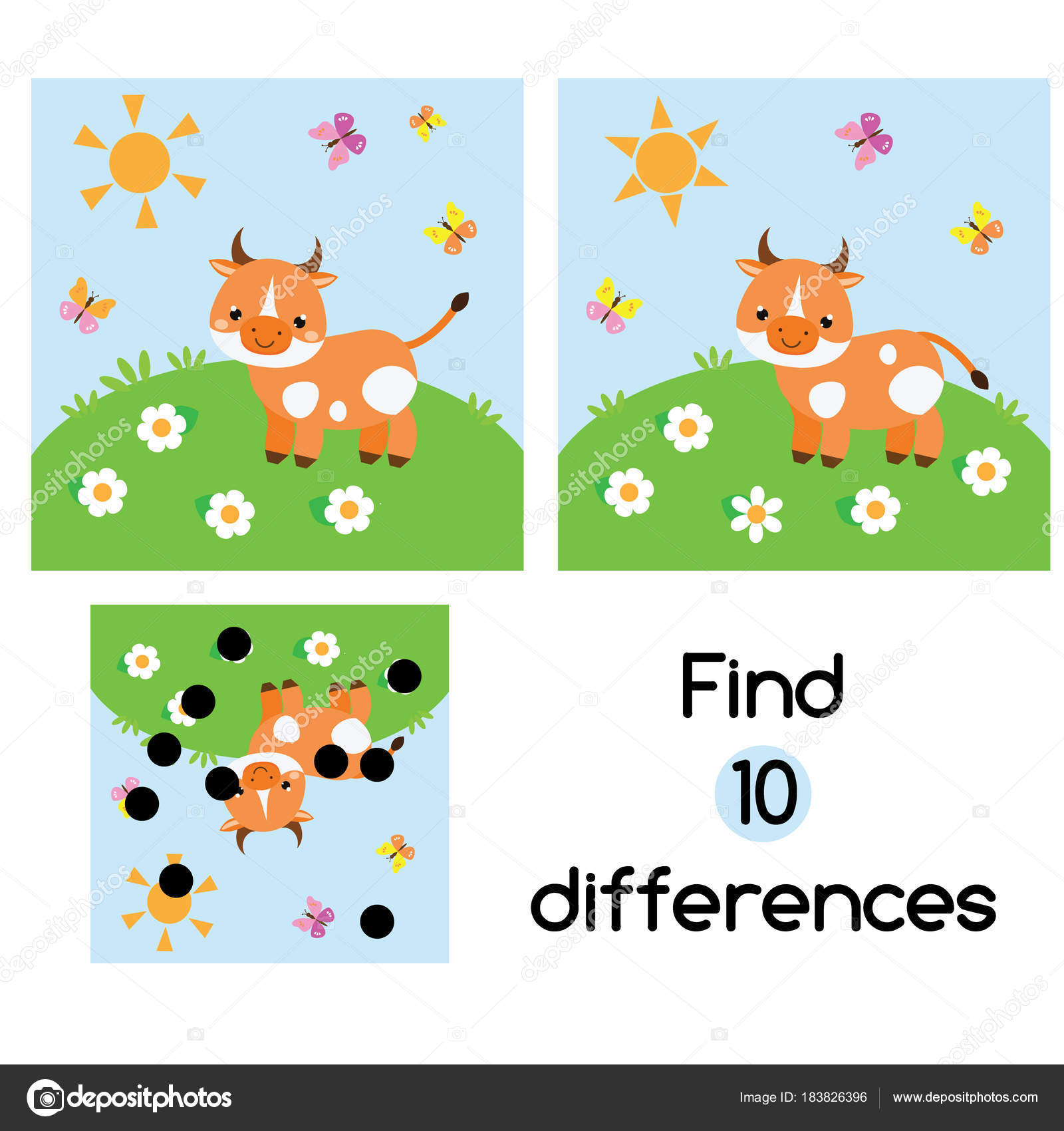 Find Differences Educational Children Game Answer Kids Activity Sheet ...