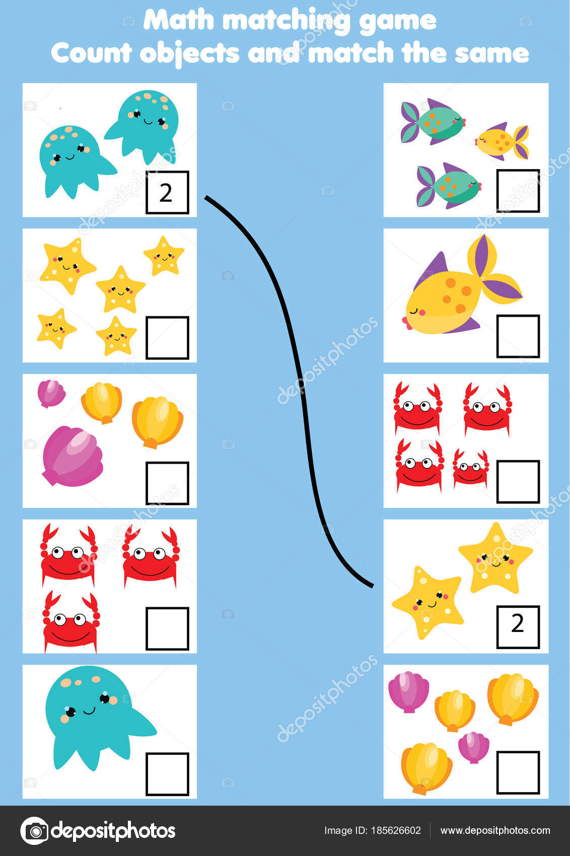 Math educational game for children. Matching mathematics activity ...
