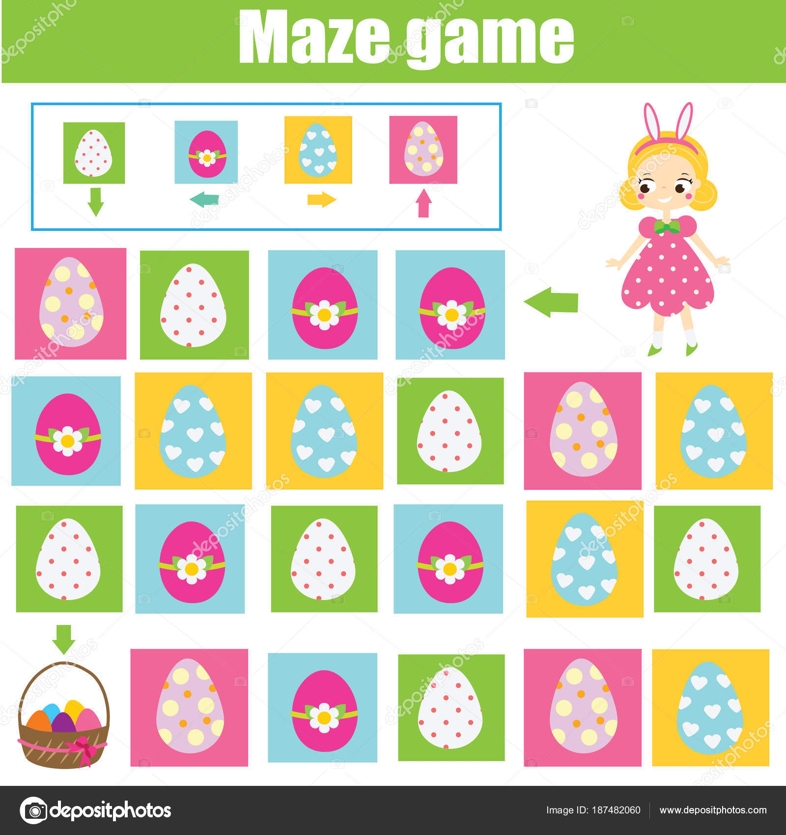 Easter Activity Maze Game Egg Hunt Labyrinth Toddlers Children Stock ...