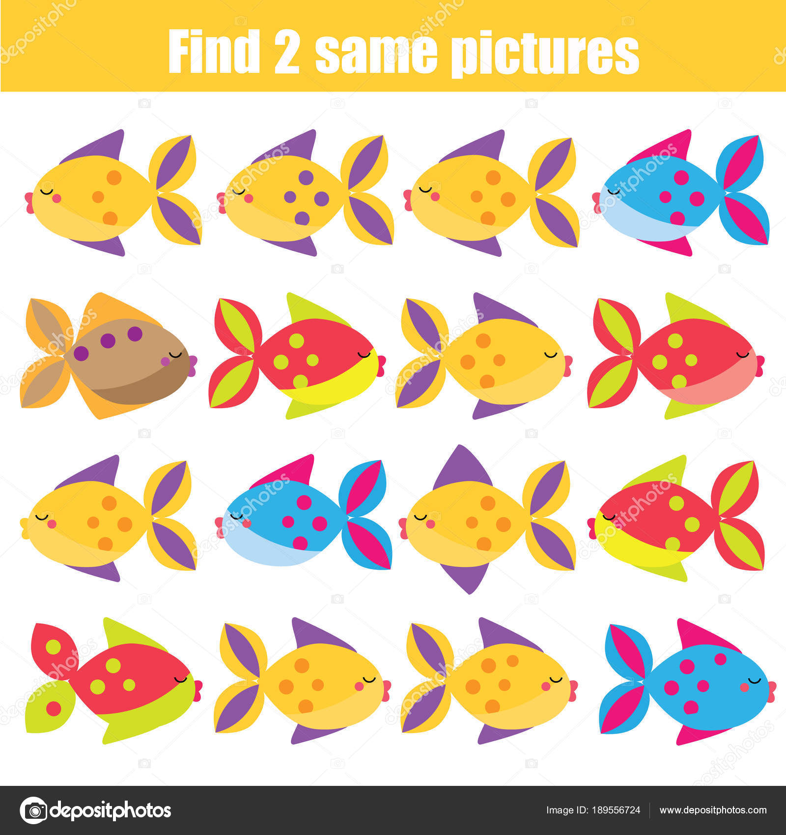 Find the same pictures children educational game. Animals theme Stock ...