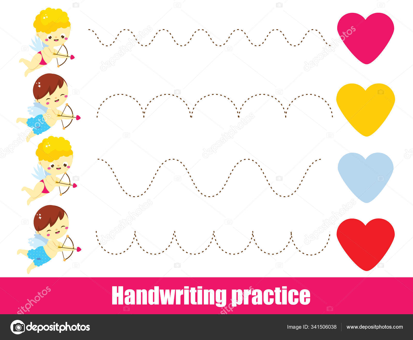 St Valentines day handwriting practice sheet. Educational children game ...