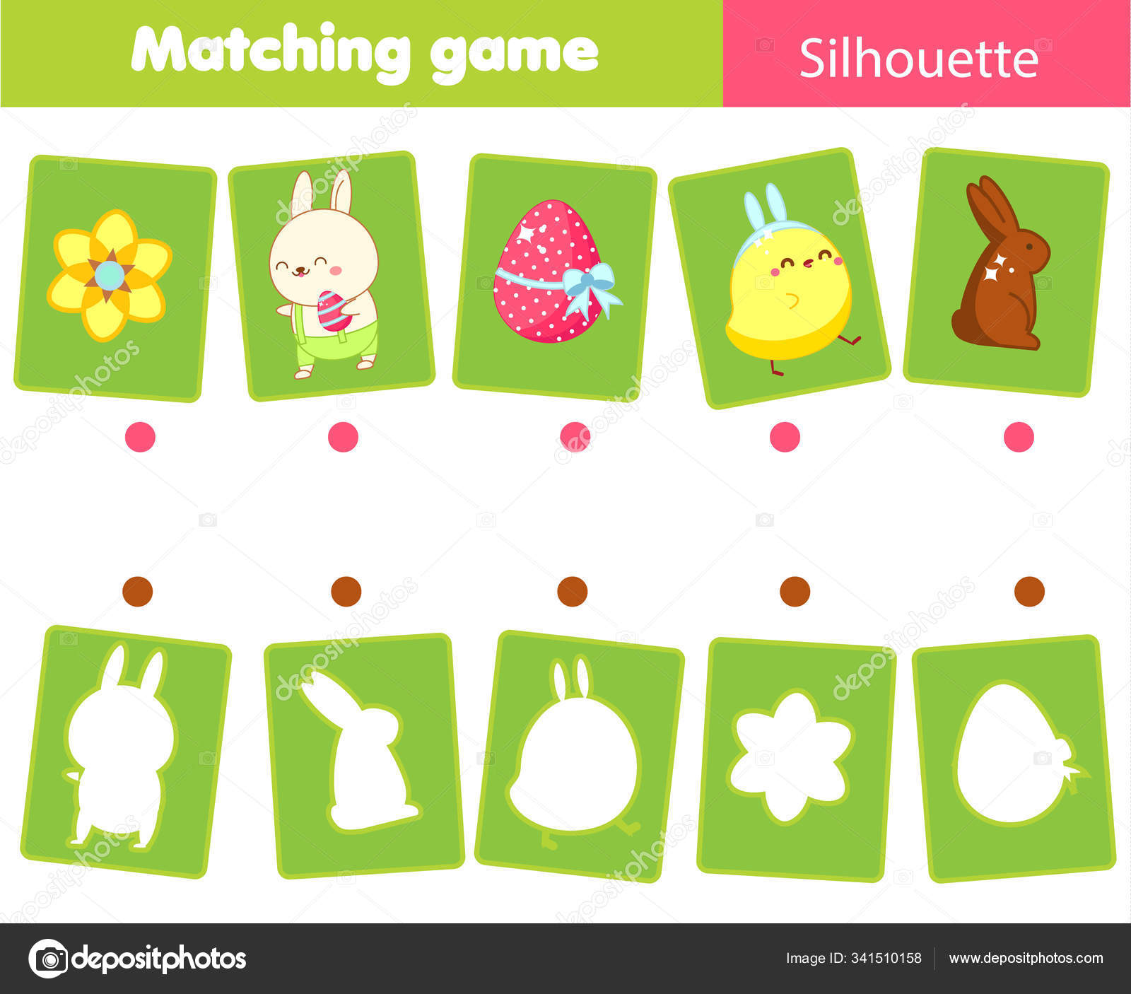 Matching game. Match Easter objects with silhouette. Educational kids ...