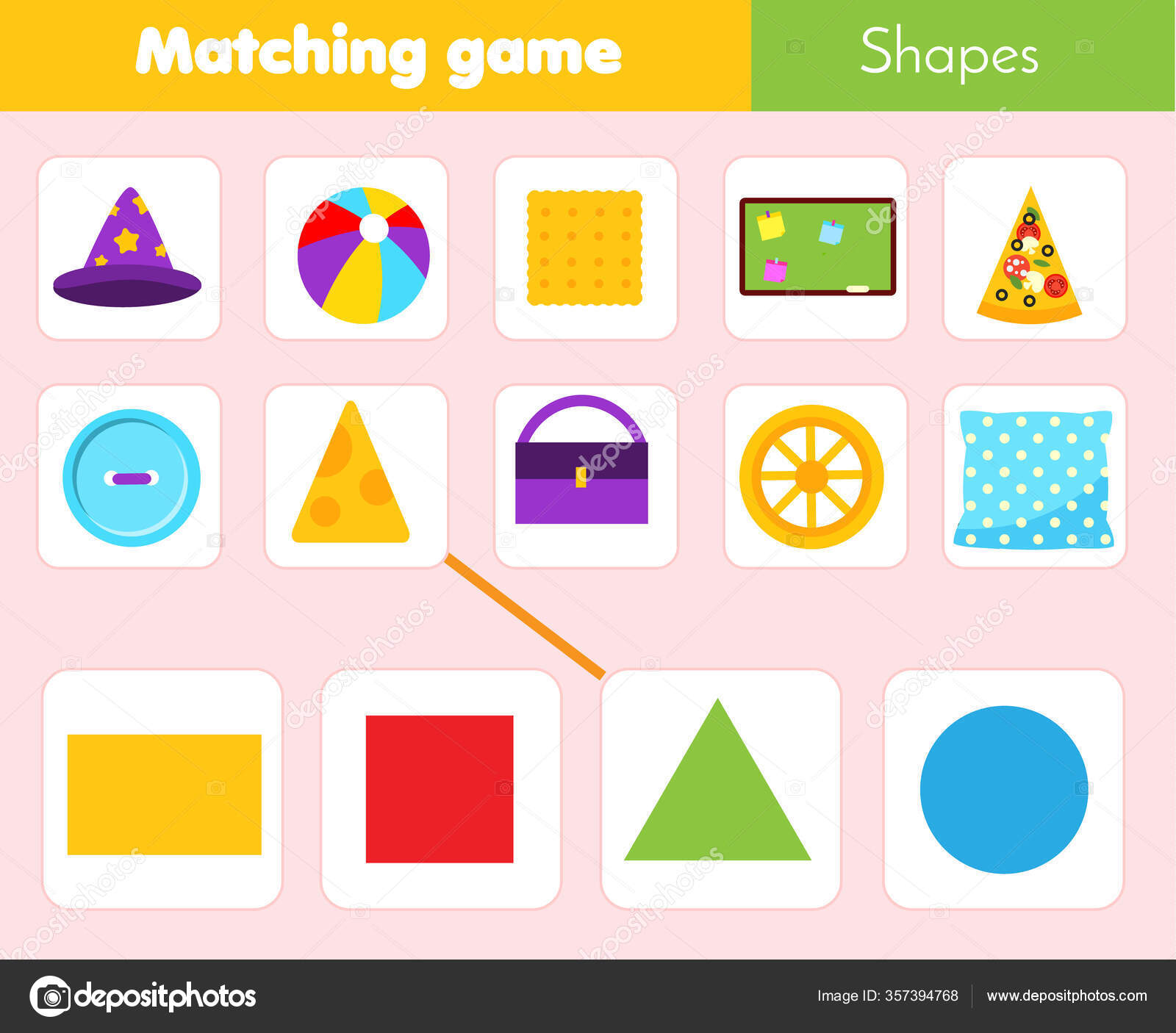 Matching Children Educational Game Match Real Objects Geometric Shapes ...